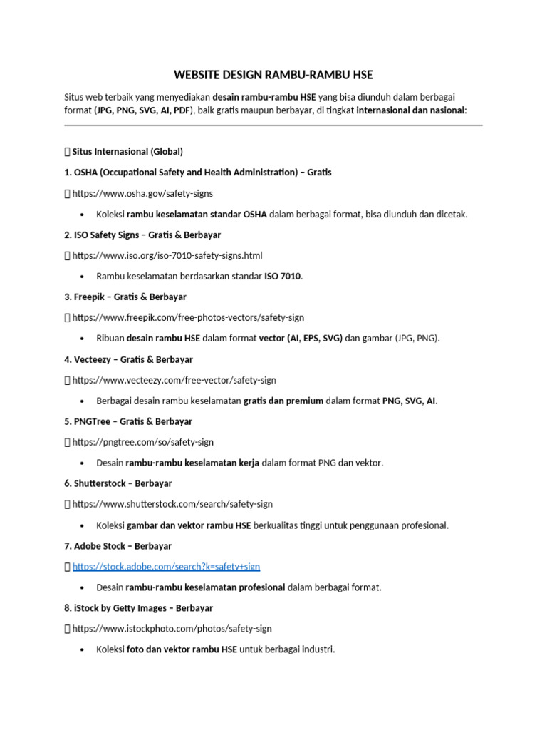 Website Design Rambu-Rambu HSE | PDF