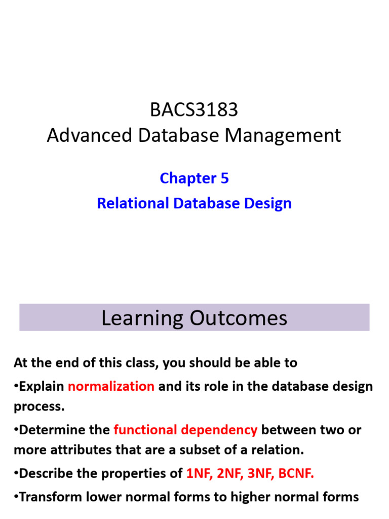 CH 5 Relational Database Design | PDF | Relational Model | Computing