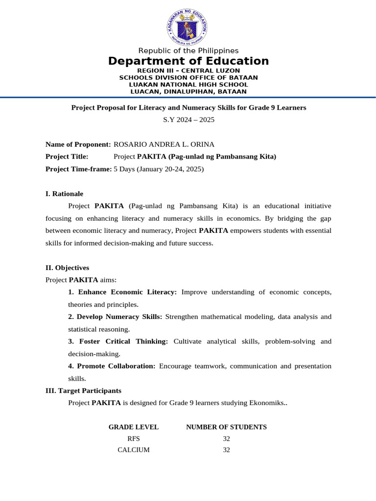 PROJECT ECONNECT LITERACY and NUMERACY | PDF | Data Analysis | Literacy