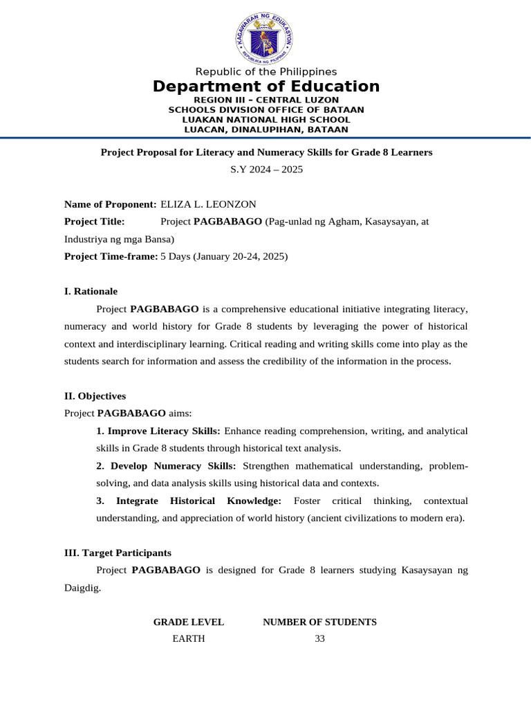 PROJECT-LUMEN-LITERACY-and-NUMERACY | PDF | Literacy | Data