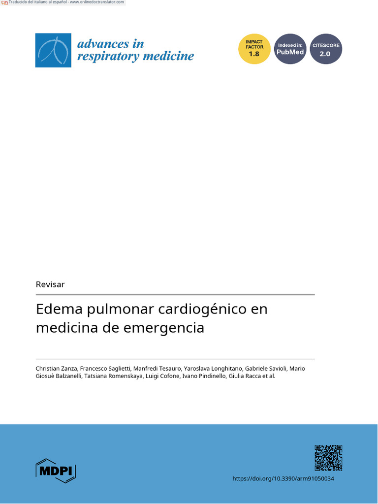 Edema Pulmonar Cardiogénico en Urgencias | PDF | Insuficiencia cardíaca ...