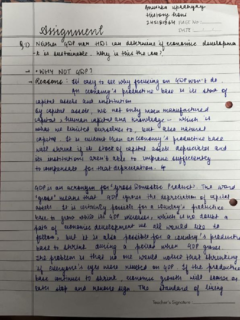 Basic Development Economics Assignment. Anushka Upadhyay (1864) | PDF