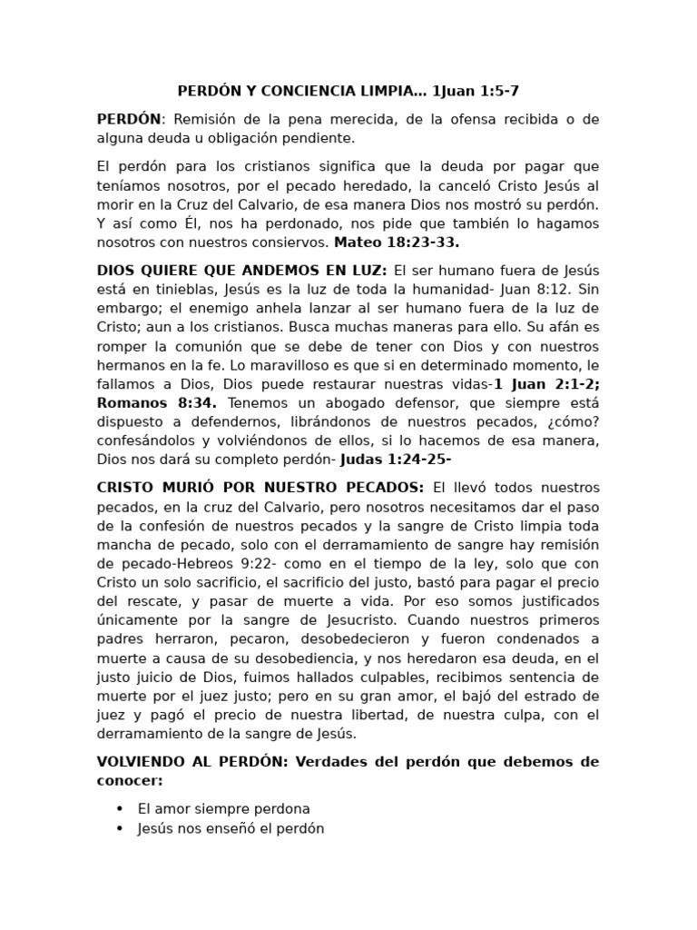 Perdón y Conciencia Limpia | PDF | Perdón | Pecado