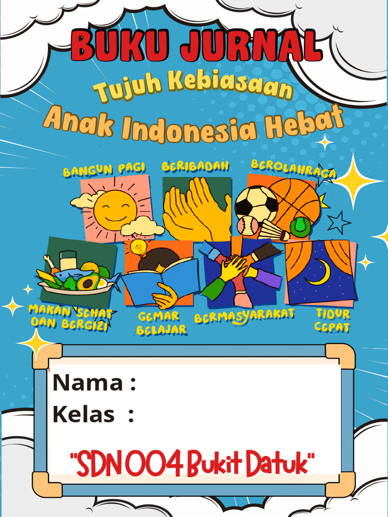 Poster 7 Kebiasaan Anak Hebat Ilustratif Biru dan Hijau | PDF