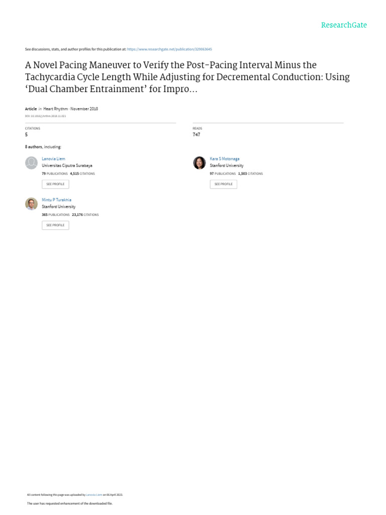 A Novel Pacing Maneuver To Verify The Post-Pacing | PDF | Artificial ...