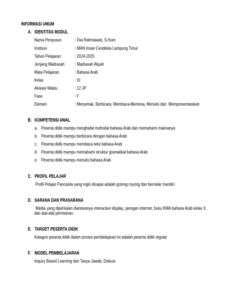 Modul Ajar Kumer Kxi - 24-25 Genap | PDF