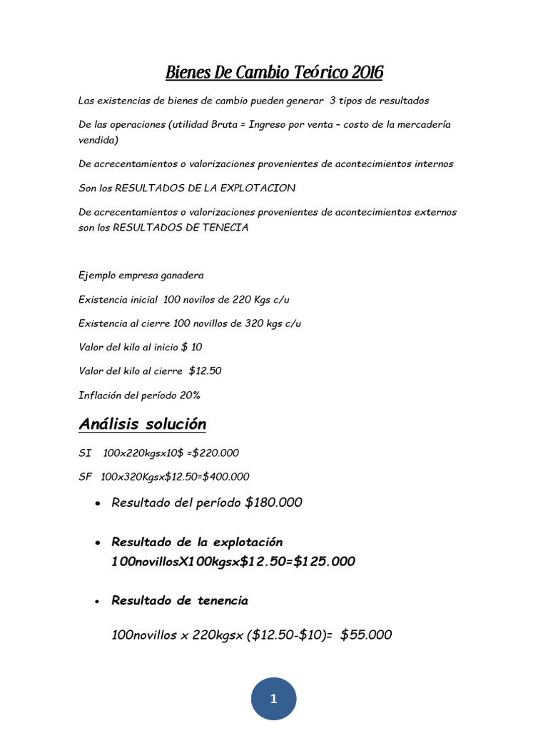 bienes de cambio TEORICO 2016 | PDF