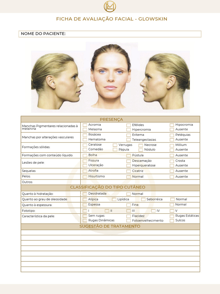 Ficha de Avaliação Facial Glowskin | PDF | Pele | Especialidades médicas