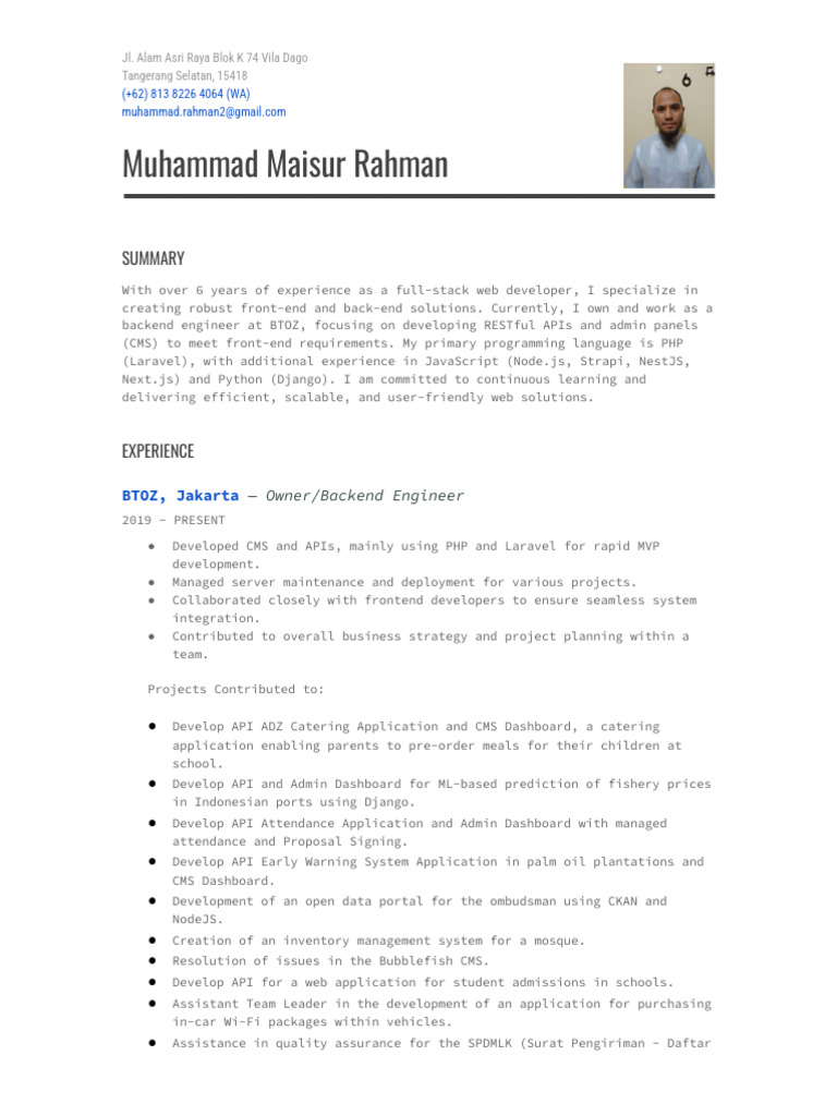 Curriculum Vitae - Maisur | PDF | Web Development | Computing