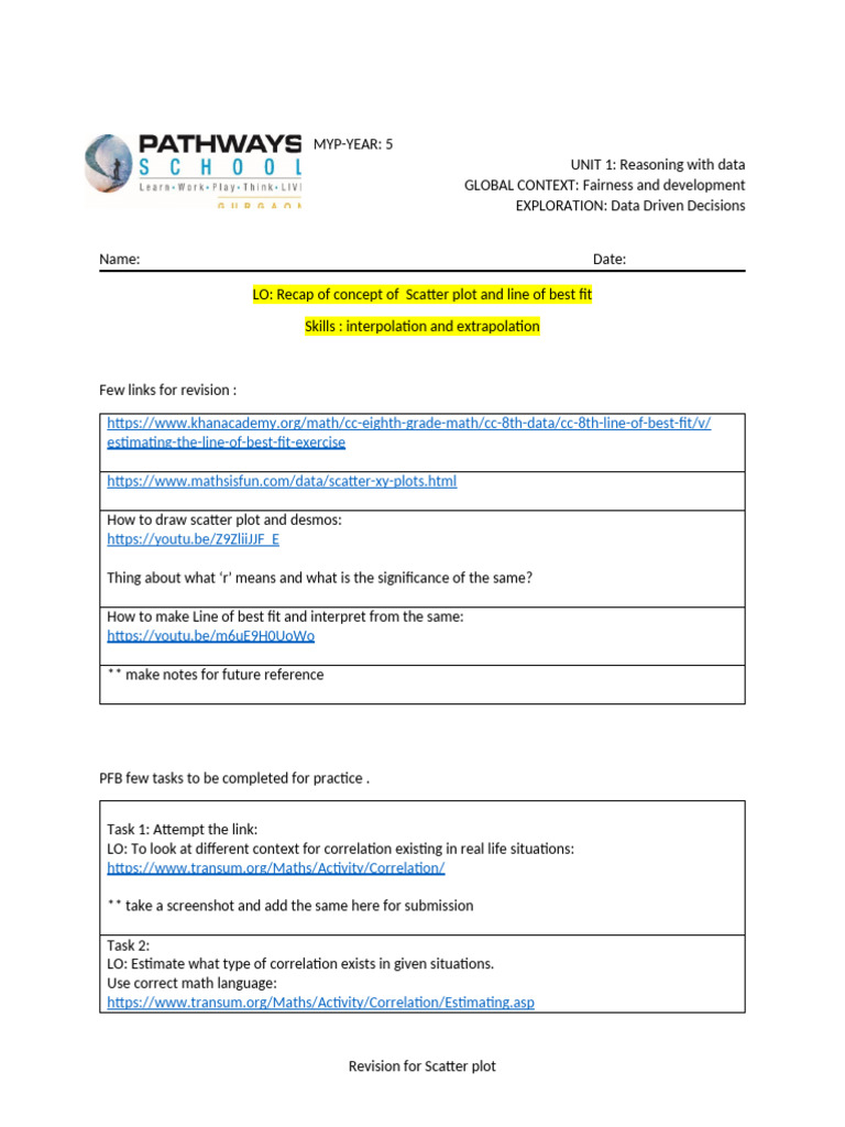 Scatter Plot and Correlation Guide | PDF