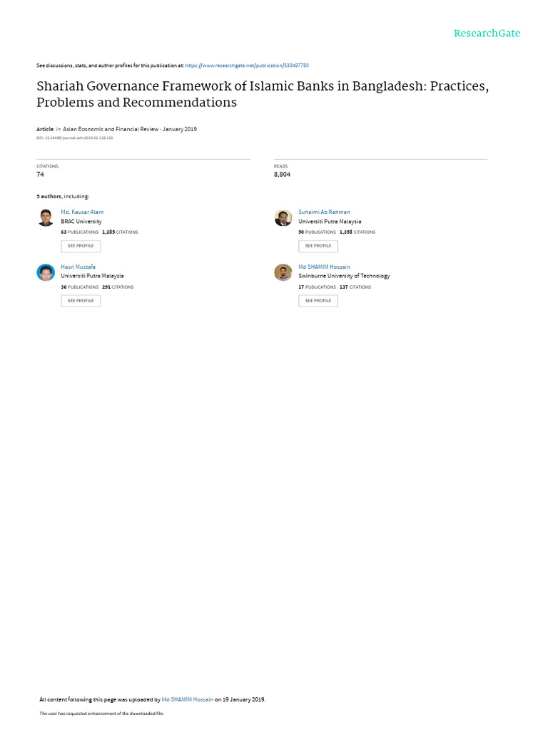 Shariah Governance Framework of Islamic Banks in Bangladesh | PDF ...