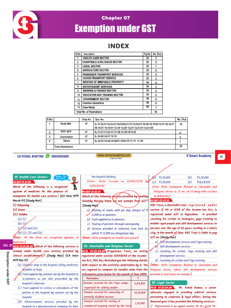 CHAPTER 7 EXEMPTIONS UNDER GST New | PDF