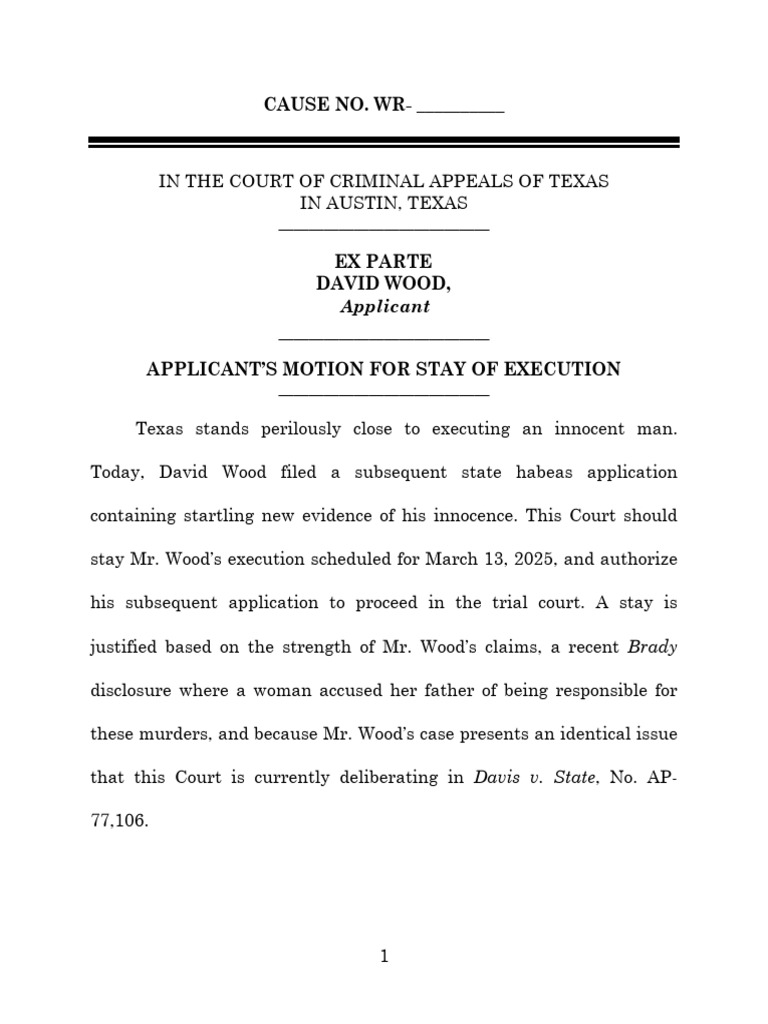 Motion For Stay of Execution - Filed 2025.02.21 | PDF | Gregg V ...