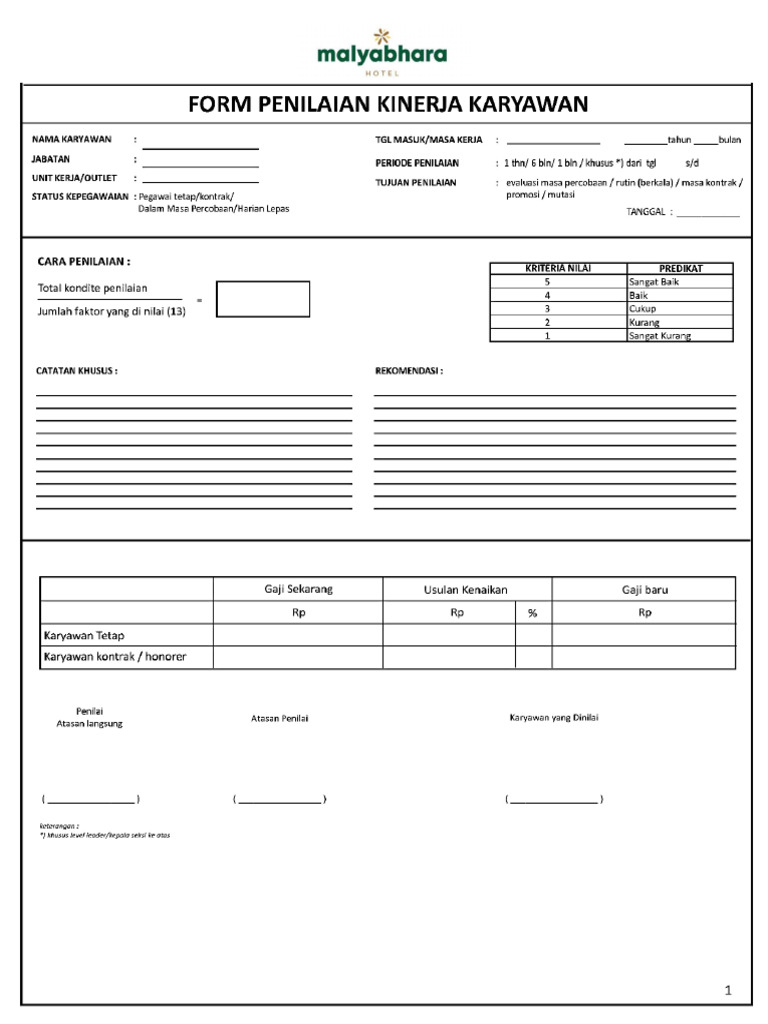 Form Penilaian DW | PDF