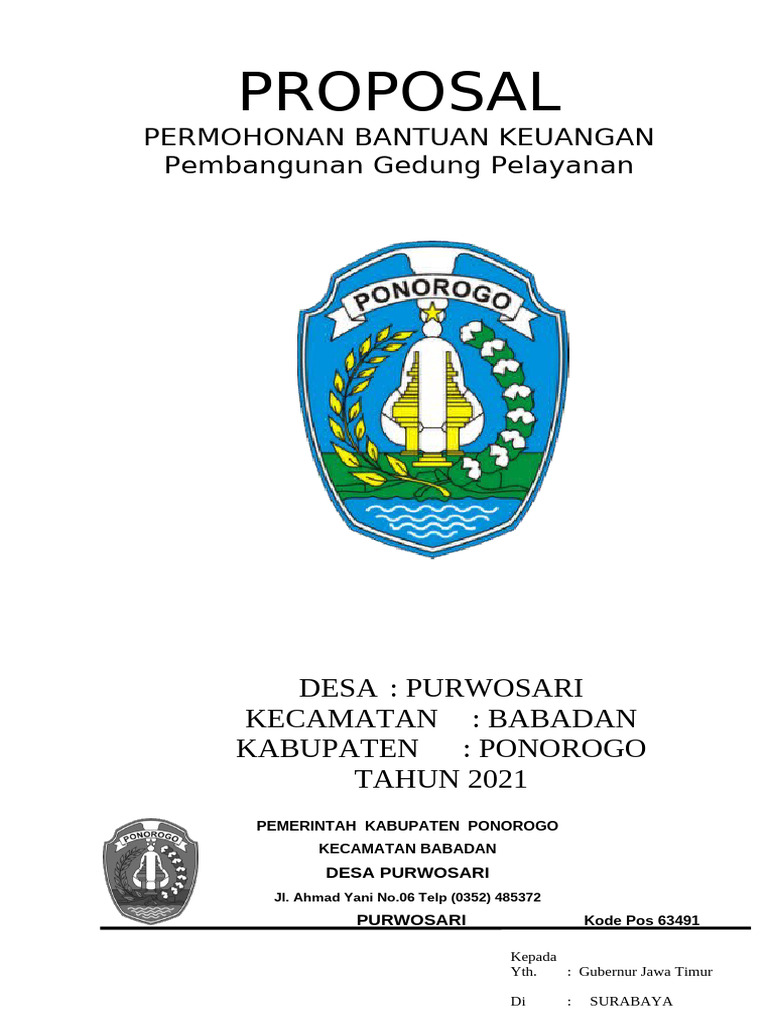 PROPOSAL BKKD PROV 2022 DESA PURWOSARI | PDF
