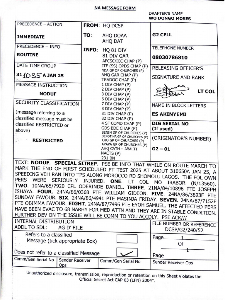 Special Sitrep-1 | PDF