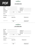 Employee Late Arrival Form | PDF