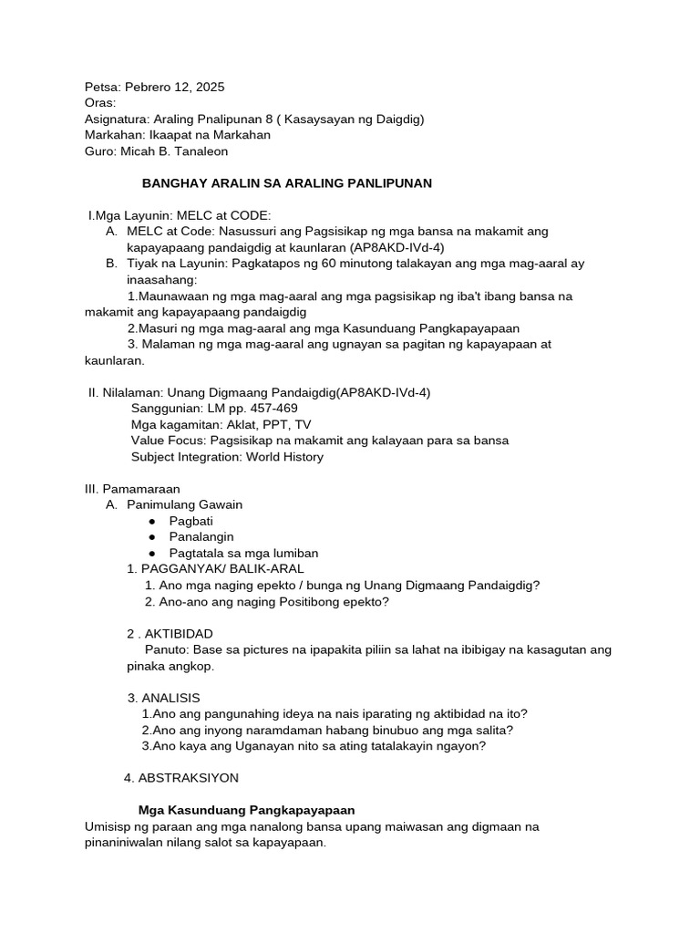 3rd Lesson Plan | PDF