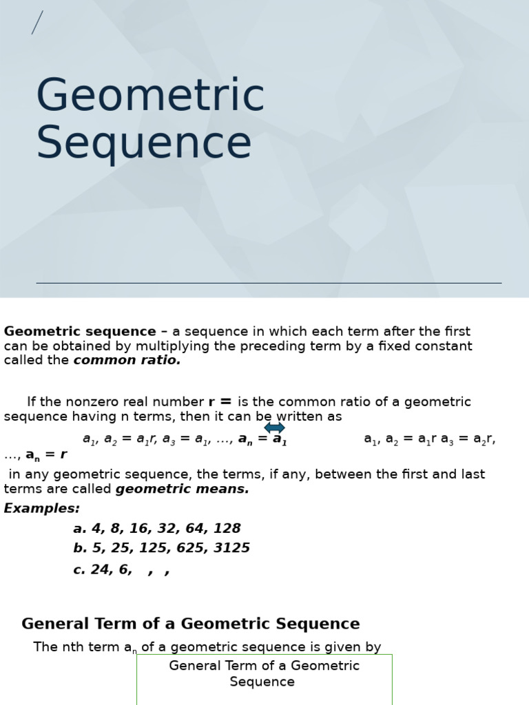 Understanding Geometric Sequences | PDF | Mathematical Concepts ...