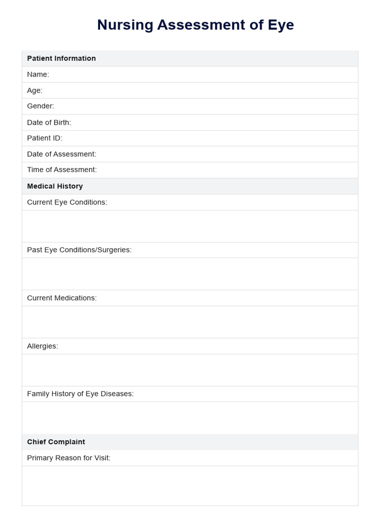 Comprehensive Nursing Eye Assessment | PDF