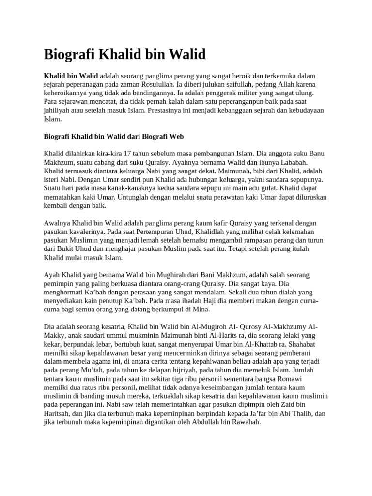 Biografi Khalid Bin Walid | PDF