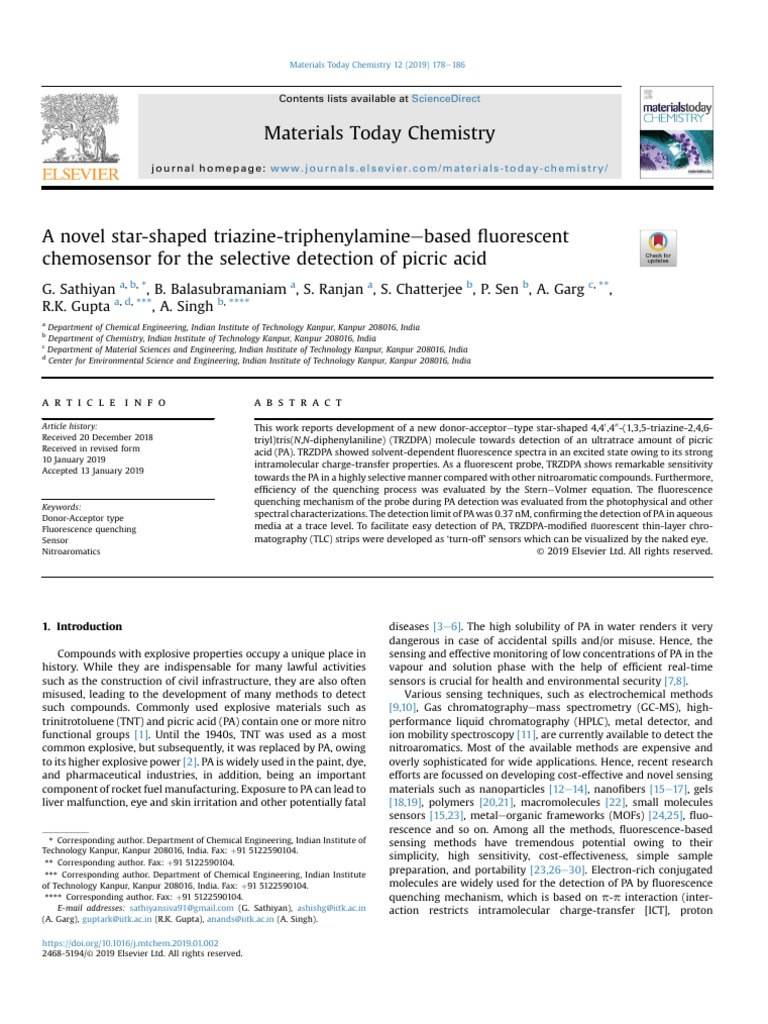 A Novel Star-Shaped Triazine-Triphenylamineebased Fluorescent ...