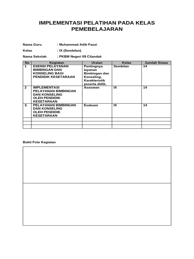 Template Implementasi BK | PDF