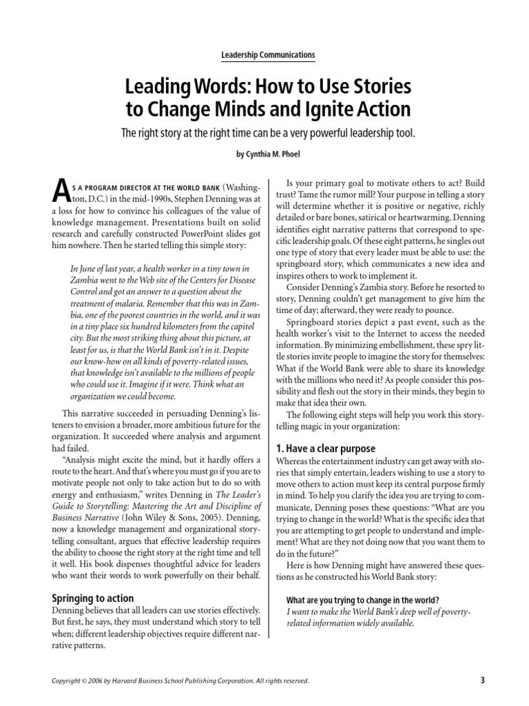 Leading Words - How To Use Stories To Change Minds and Ignite Action ...