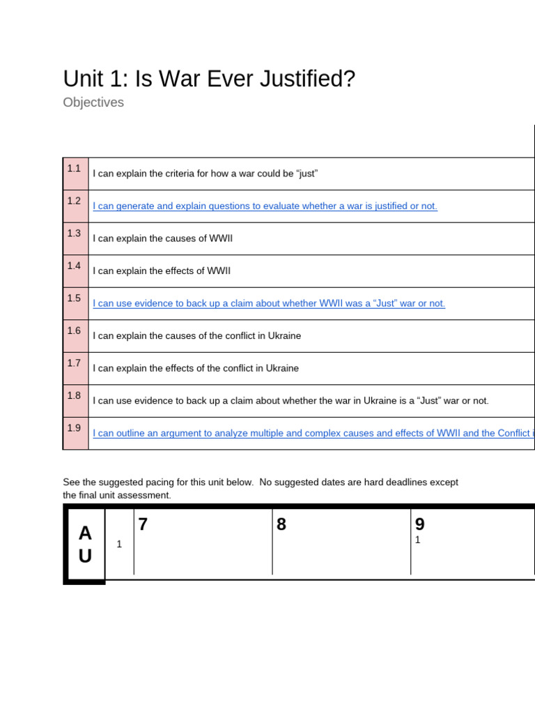 Just War Criteria & WWII/Ukraine Analysis | PDF