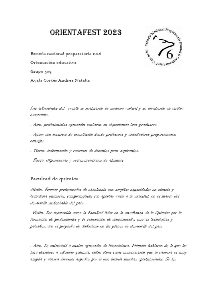 OrientaFest 2023 | PDF | Enseñando | Química