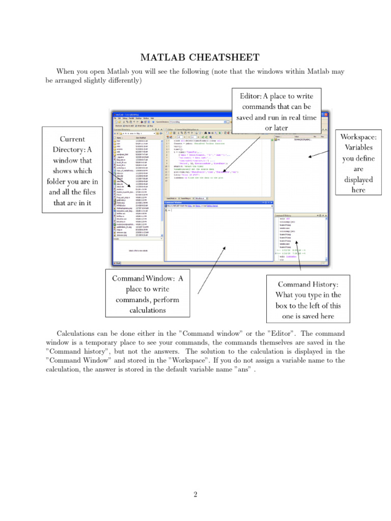DiscW1 MatlabCheatsheet | PDF