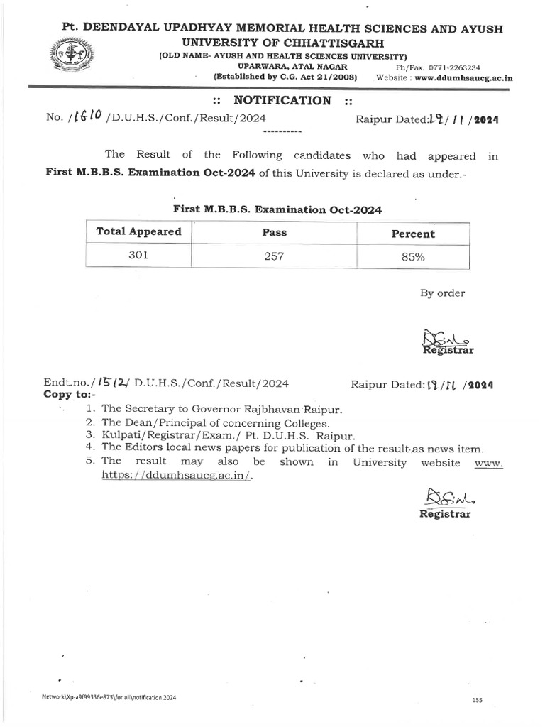 Result of first MBBS exam oct 2024 | PDF