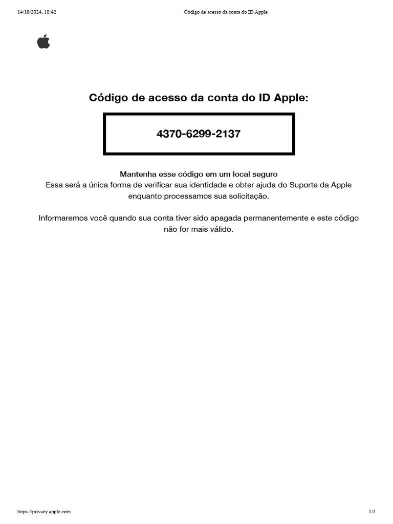 Código de Acesso ID Apple Seguro | PDF