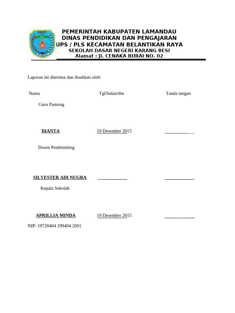 Laporan SD Karang Besi 2015 | PDF
