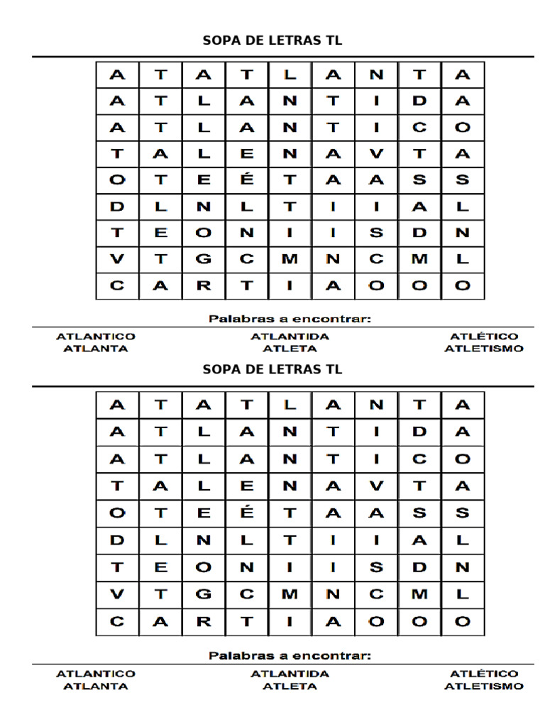 Sopa de Letras Tl | PDF