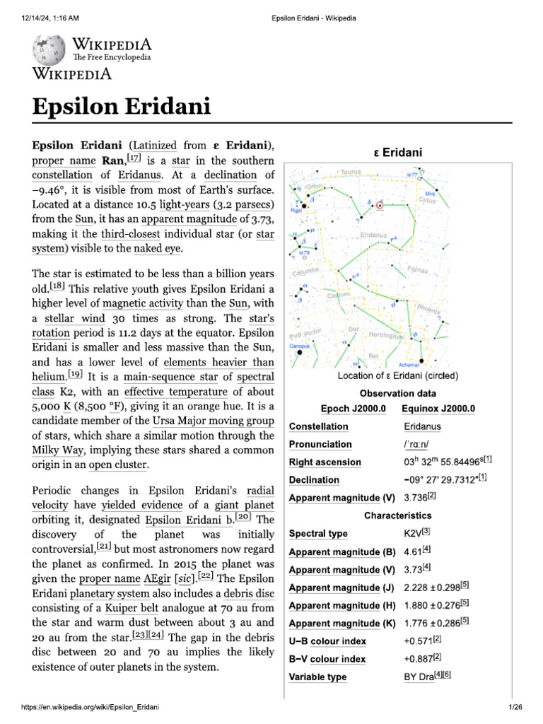 Epsilon Eridani | PDF