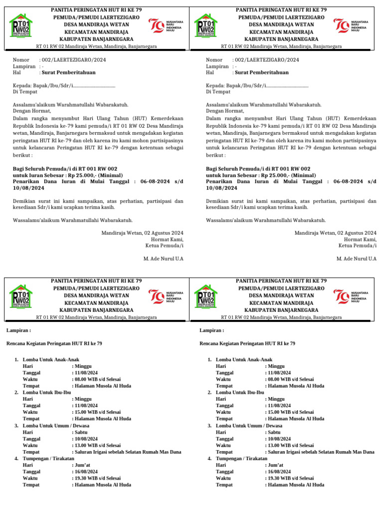 Undangan Pemuda HUT RI 79 | PDF