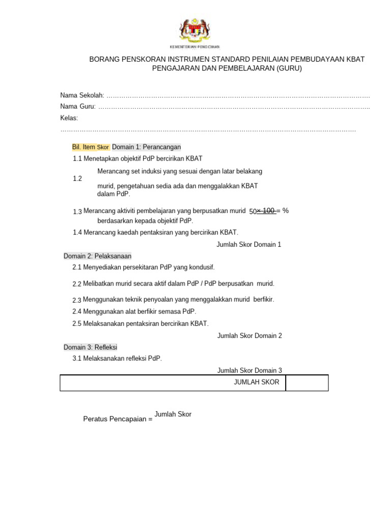 Skor ISPPK PDP (Guru) | PDF