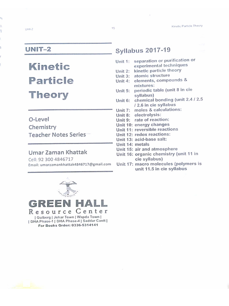 Unit 2 Kinetic Particle Theory | PDF
