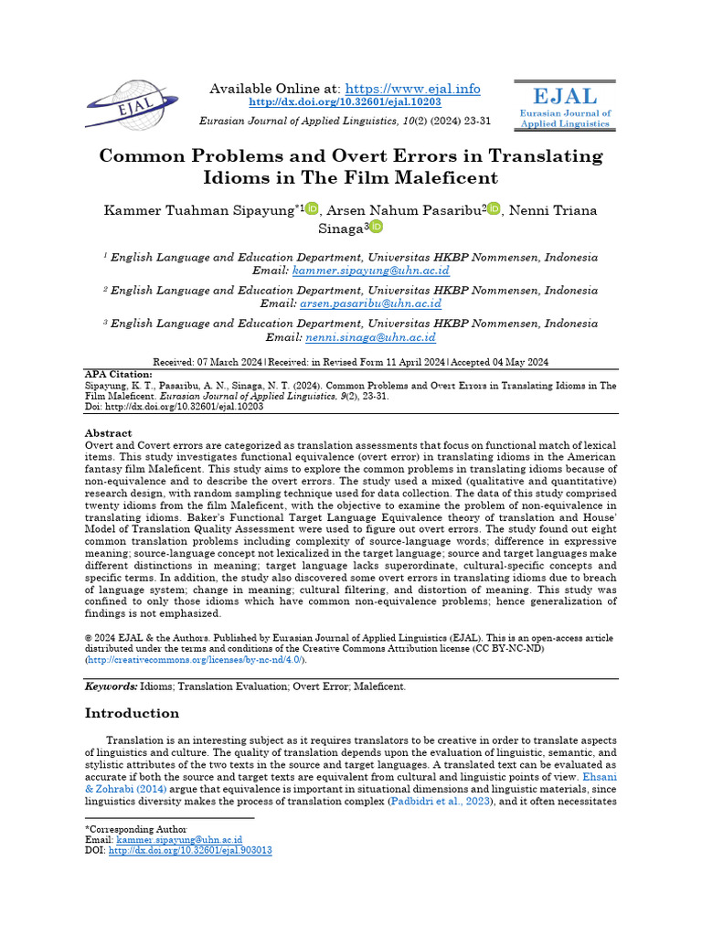 Common Problems and Overt Errors in Translating | PDF | Semantics | Translations