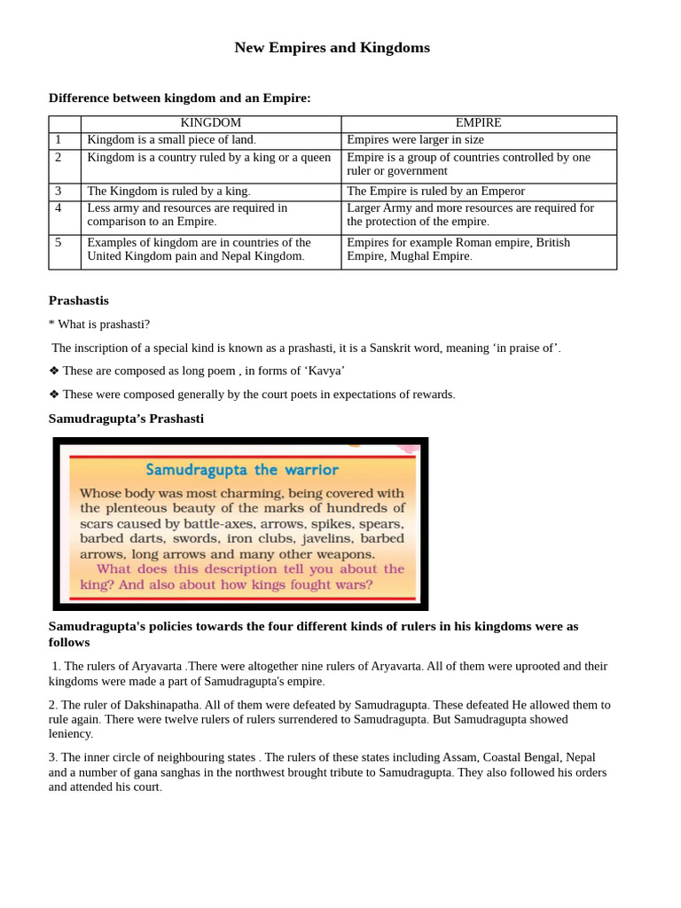 New Empires and Kingdoms HANDOUT 1 | PDF