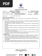 Classroom Observation Instrument | PDF