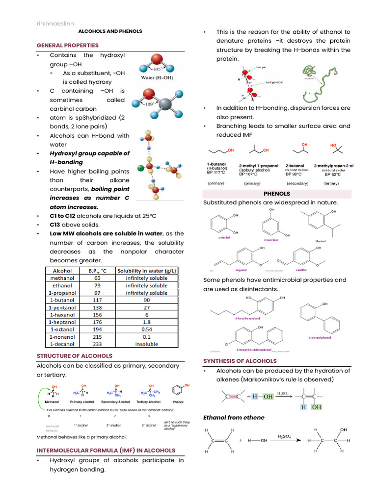 7-Alcohols Phenols Ethers | PDF | Thiol | Aldehyde