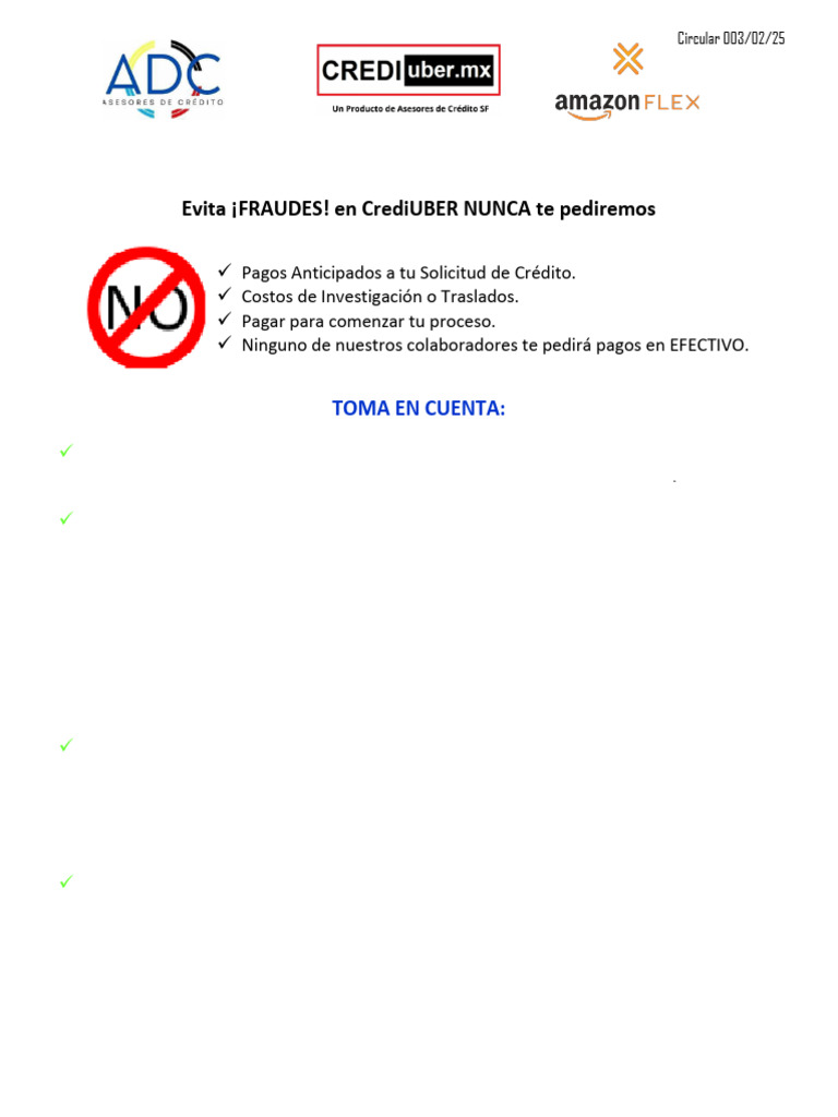 Evita Fraudes en CrediUBER: Guía Segura | PDF | Tarjeta de crédito | Impuesto al valor agregado