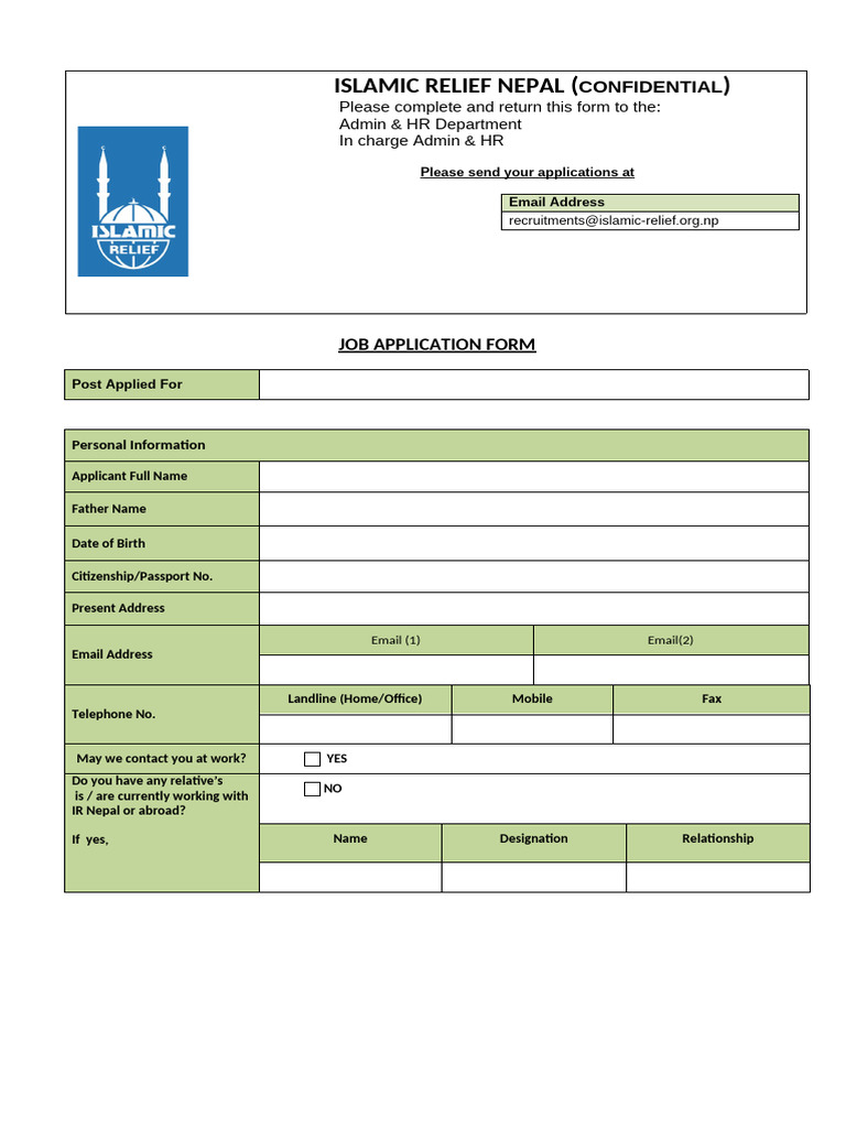 Job Application Form V.01 | PDF | Fluency