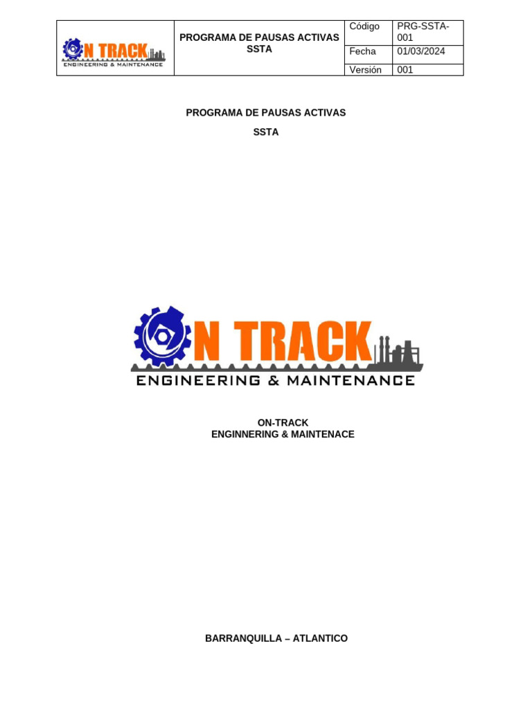 Programa de Pausas Activas On-Track | PDF | Mano | Codo