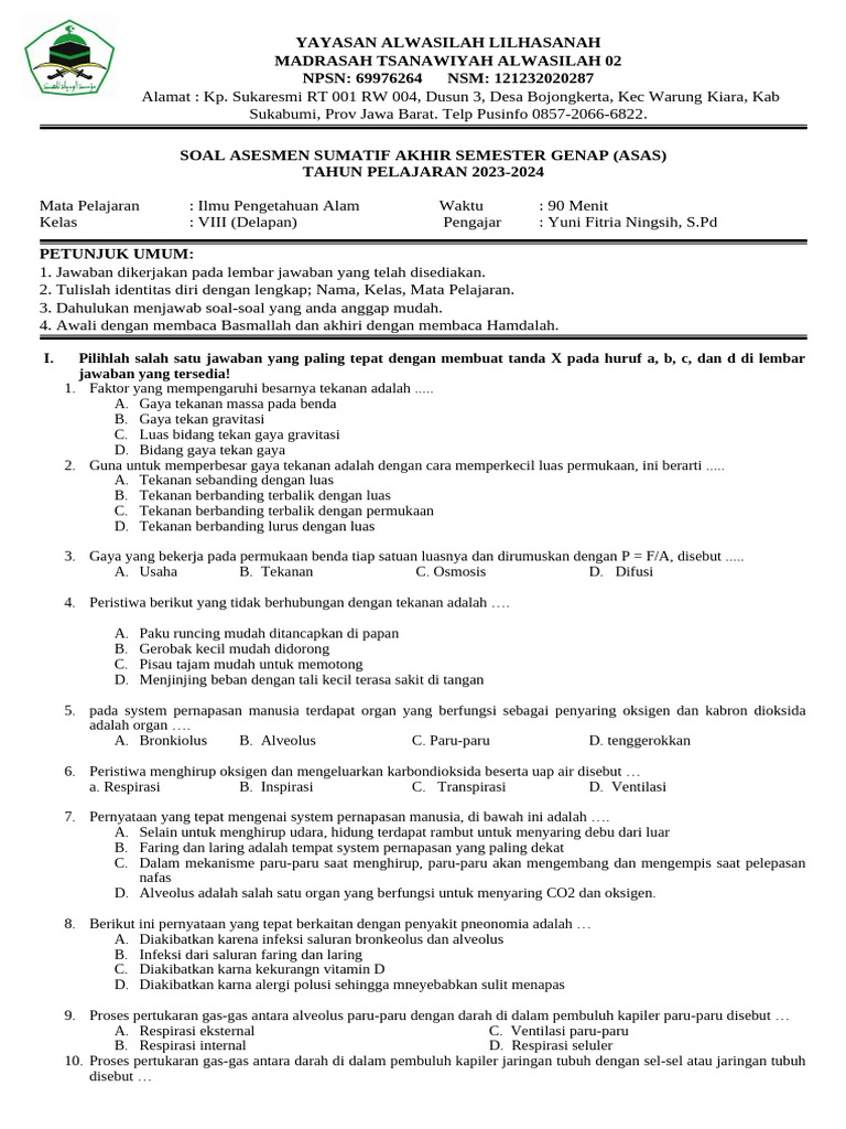 Soal Asas Ipa Kelas 8 | PDF