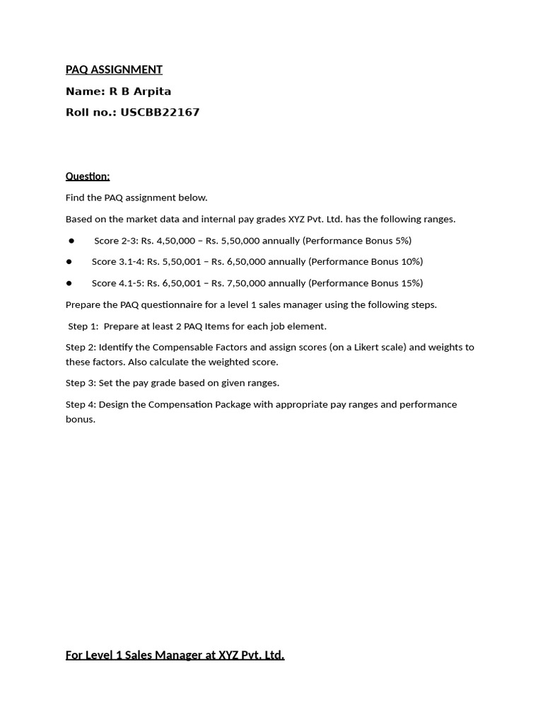 USCBB22167-R B Arpita - PAQ Assignment | PDF | Business