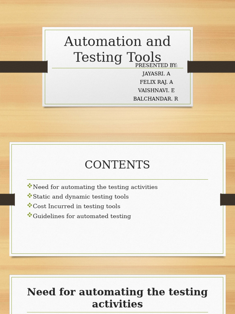 Automation and Testing Tools Overview | PDF | Software Testing ...