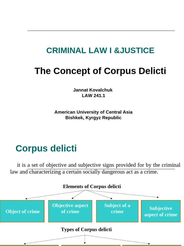 The Concept of Corpus Delicti | PDF | Crimes | Crime & Violence